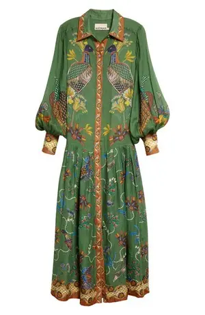 ALEMAIS Birdie Belted Long Sleeve Shirt Dress