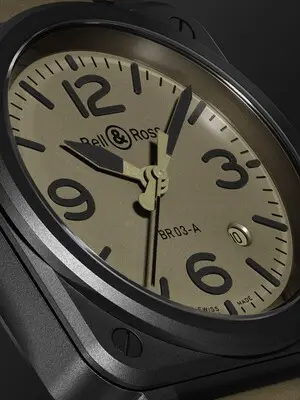 BELL & ROSS Br 03 Automatic 41mm Ceramic And Rubber Watch - Green