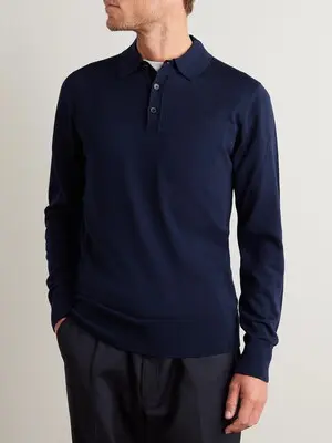 Mr P. Merino Wool Polo Shirt - Blue