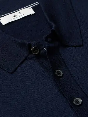 Mr P. Merino Wool Polo Shirt - Blue