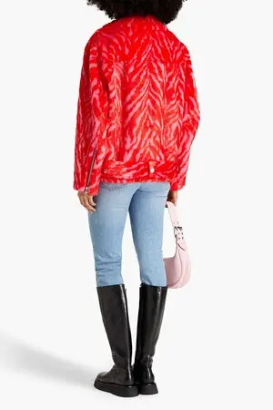 STAND STUDIO Leana Zebra-print Biker Jacket - Red