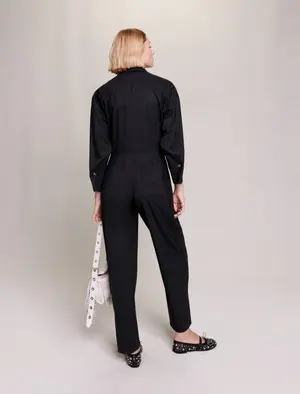 Maje Wide-leg Jumpsuit With Zip Fastening And Adjustable Waist