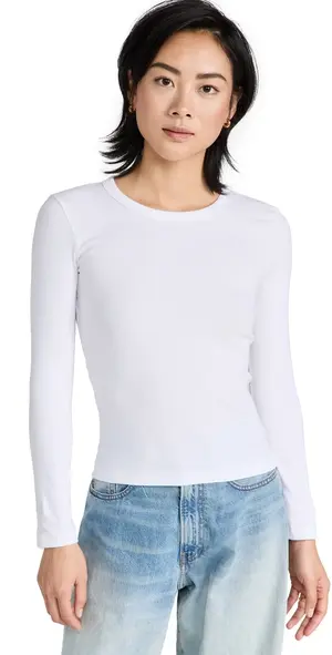 LESET Kelly Slim Fit Long Sleeve Top - White