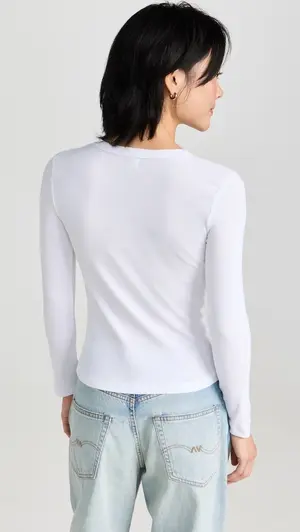 LESET Kelly Slim Fit Long Sleeve Top - White