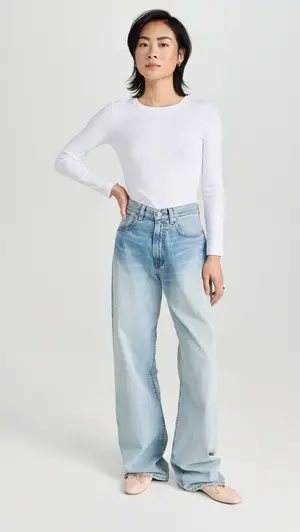 LESET Kelly Slim Fit Long Sleeve Top - White
