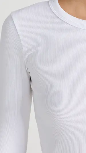LESET Kelly Slim Fit Long Sleeve Top - White