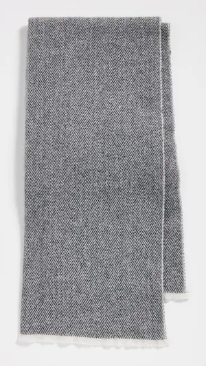 Vince Lightweight Herringbone Cashmere Scarf Htr White Htr Black
