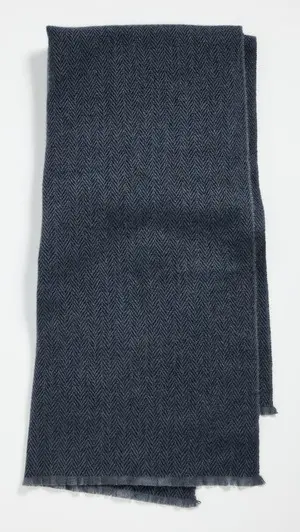 Vince Lightweight Herringbone Cashmere Scarf Iris Blue Coastal