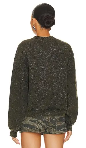 Alexander Wang Glitter Essential Terry Sweatshirt With Puff Logo In Army