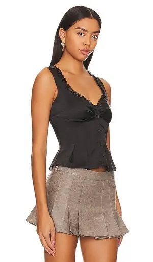 MORE TO COME Mina Bustier Top With Lace Trim