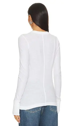 Enza Costa Cashmere Easy Cuffed Crewneck Pullover - White
