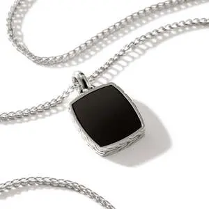 John Hardy Black Onyx Tag Pendant Necklace