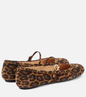 GIANVITO ROSSI Carla Leopard-print Ballet Flats