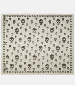 Alexander McQueen Printed Silk Scarf - White