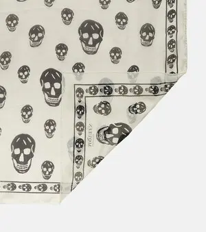 Alexander McQueen Skull Silk Scarf - White