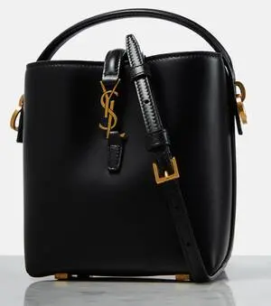 Saint Laurent Le 37 Mini Leather Bucket Bag - Black