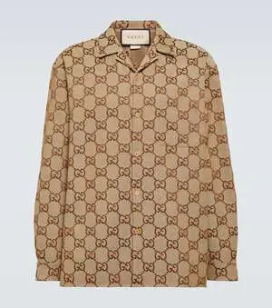 Gucci Maxi Gg Jacquard Canvas Shirt - Beige | Editorialist