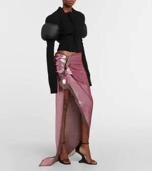 Rick Owens Edfu Embellished Chiffon Maxi Skirt