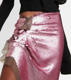 Rick Owens Edfu Embellished Chiffon Maxi Skirt