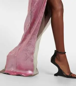 Rick Owens Edfu Embellished Chiffon Maxi Skirt