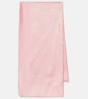 Gucci Gucci GG Jacquard Silk And Wool Scarf Pink