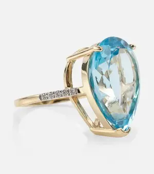 Mateo 14kt Gold Ring With Topaz And Diamonds