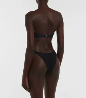SAME Rose Applique Bandeau Bikini Top - Black