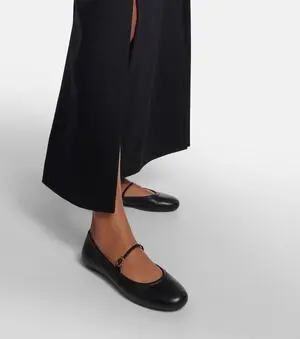 GIANVITO ROSSI Carla Leather Mary Jane Ballet Flats - Black