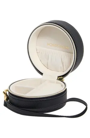 Nordstrom Mini Round Jewelry Box - Black Saffiano
