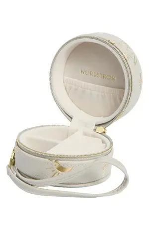 Nordstrom Mini Round Jewelry Box - Grey- Goldelestial