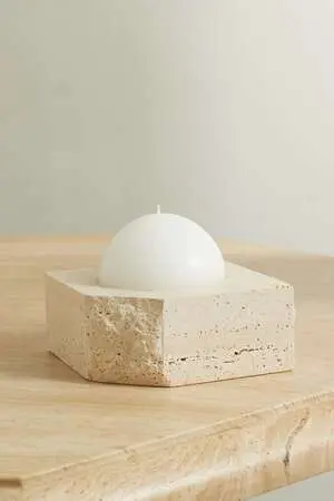 LOUISE ROE Gallery Object Stone Candle Holder Beige