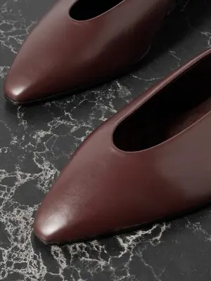 Loro Piana Rebecca Leather Flats - Burgundy