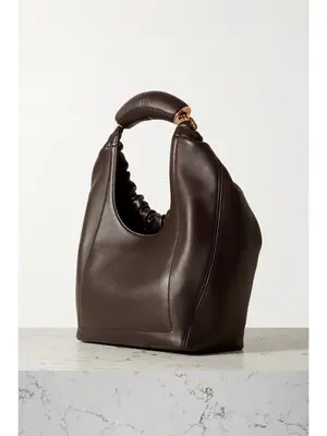 Loewe Chain-embellished Gathered Leather Shoulder Bag - Brown
