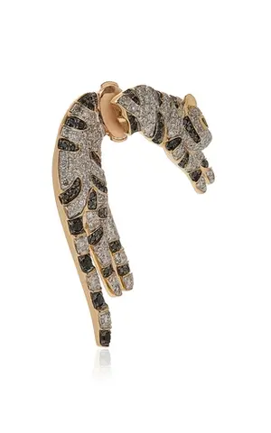 Yvonne Léon Feline 9k Yellow Gold Tsavorite, Diamond Single Earring