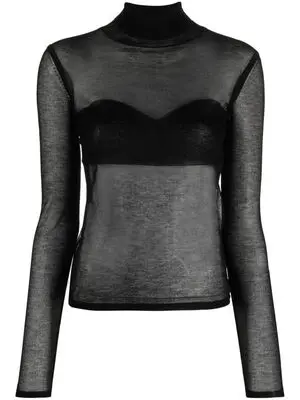 Nina Ricci Semi-sheer High-neck Knit Top