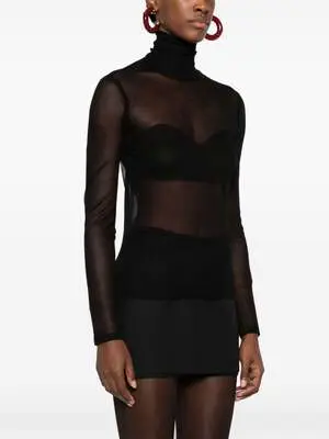 Nina Ricci Semi-sheer High-neck Knit Top