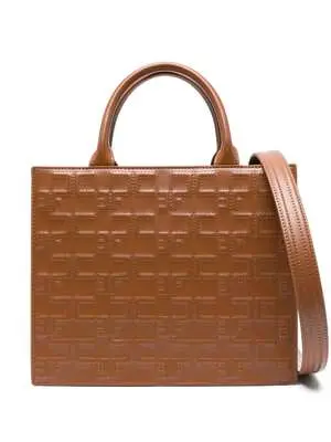 Elisabetta Franchi Monogram Shopper Bag - Brown