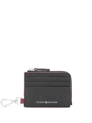 Tommy Hilfiger Logo-print Zipped Leather Wallet - Black