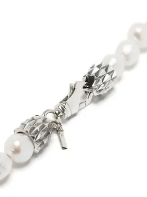 Emanuele Bicocchi Cross Pendant Pearl Necklace - Silver