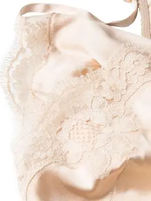 Dolce & Gabbana Lace-appliqué Silk-blend Triangle Bra