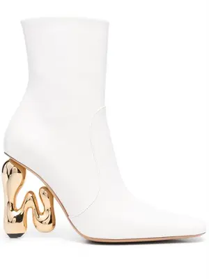 JW Anderson Calf Leather Ankle Boots With Sculptural Heel