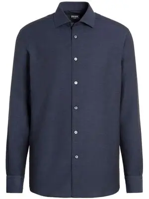 Zegna Cashco Cotton-blend Shirt - Blue