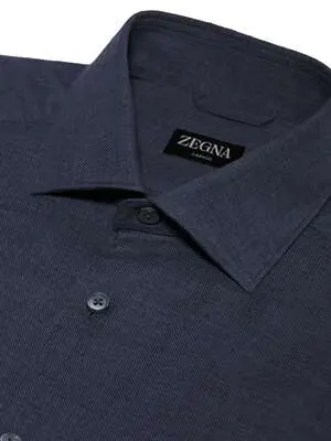 Zegna Cashco Cotton-blend Shirt - Blue