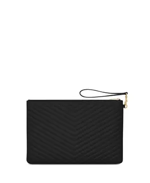 Saint Laurent Cassandre Matelasse Document Pouch - Black Leather/gold
