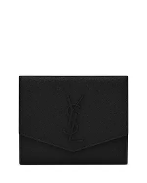 Saint Laurent Uptown Compact Wallet - Black Grain Leather/black