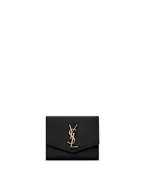 Saint Laurent Uptown Compact Wallet - Black Grain Leather/gold