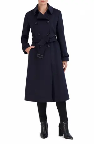 Cole Haan Slick Belted Double Breasted Trench Coat