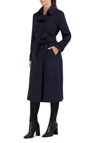 Cole Haan Slick Belted Double Breasted Trench Coat