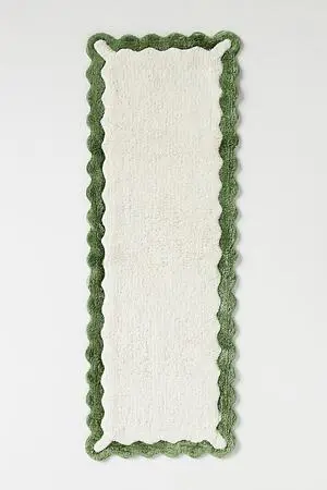 Maeve Scalloped Cotton Bath Mat - Green