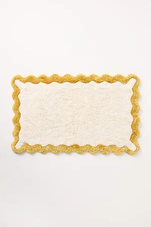 Maeve Anthropologie Scalloped Cotton Bath Mat Ochre